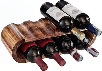 Generic Weinregal Holz, Weinhalter für Die Arbeitsplatte, Zweilagiges Design, Schön und Praktisch, Keine Montage Erforderlich, für Esszimmer, Küche, Wohnzimme