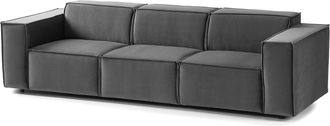 Studio Copenhagen home24 3-Sitzer Sofa Grau/Grau Samt Shyla 260 x 70 x 96cm Glamour