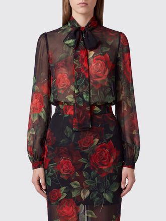 Dolce & Gabbana Seidenbluse mit Blumendruck von mit Schluppenkragen