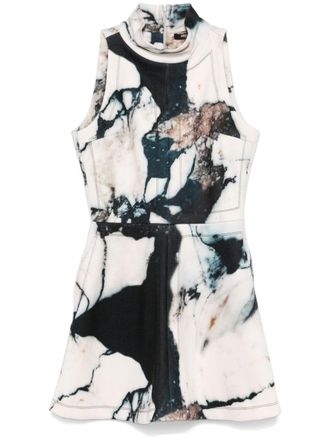 Roberto Cavalli robe courte &agrave; imprim&eacute; marbre - Blanc