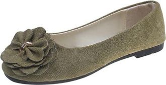 Generic Chaussures plates en cuir pour femme - Chaussures plates pour femme - Printemps &eacute;t&eacute; et automne - L&eacute;g&egrave;res - En daim - Bout rond - Bouche peu profonde -
