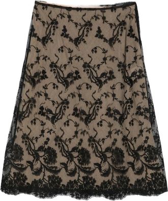 Fendi Floral-lace Midi Skirt