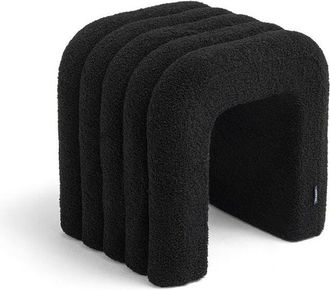 DRAWER Drawer - Tabouret rembourr&eacute; en tissu bouclette - Noir - mui