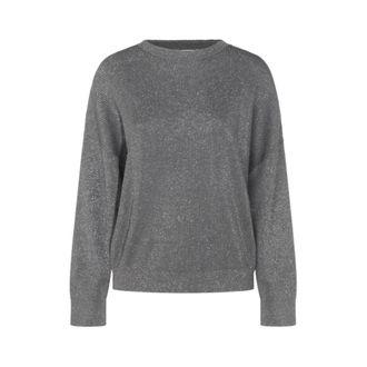 Brunello Cucinelli Grauer Lurex Pullover- Drop-Shoulder- Lange &Auml;rmel - - Knitwear - Damen - Grau - M