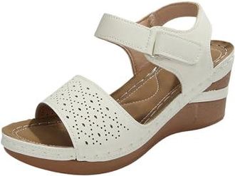 Generic Sandales &agrave; talon compens&eacute; pour femme - Bout ouvert - Chaussures d&eacute;t&eacute; d&eacute;contract&eacute;es - Couleur unie - Semelle &eacute;paisse - &Eacute;l&eacute;gantes et respirantes - Sanda