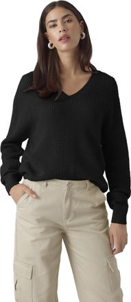 Vero Moda VMLEANNA LS V-Neck Short Pullover GA Boo