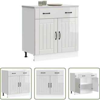 vidaXL K&uuml;chenm&ouml;bel - K&uuml;chen-Unterschrank Lucca Hochglanz-Wei&szlig; Holzwerkstoff
