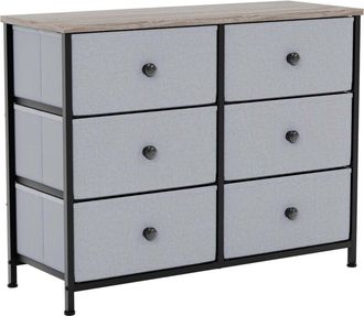 Home Discount Home Discount - Chorley Kommode mit 6 Schubladen aus Stoff mit Metallrahmen für Schlafzimmer & Wohnzimmer, Beige-Grau