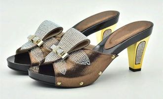 Generic ZBDZSW Chaussures de mariage pour femmes de couleur caf&eacute; d&eacute;cor&eacute;es avec strass chaussures de f&ecirc;te pour femmes chaussures pour femmes, caf&eacute;, 40 EU