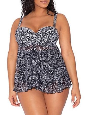 Smart & Sexy Full Busted Ruffle Twist Bandeau Tankini Haut, Fresh Water Pearl Print, 110D Femme