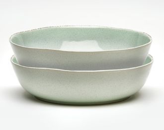 Van Well | URBAN Salatschale 29,5 cm creme 2 er Set - Steinzeug Steinzeug große Schüssel für Obst Gemüse und zum Servieren, große Bowl
