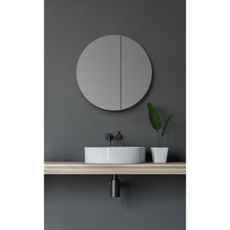 Talos Spiegelschrank Bad rund ø 60 cm - Badezimmer Spiegelschrank mit hochwertigem Aluminium Korpus - Bad Spiegelschrank mit zwei Glaseinlegeböden - Talos
