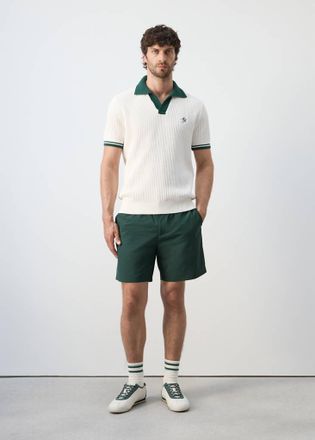 Mango Polo maille structure coton blanc cass&eacute; - Homme - S - MANGO MAN