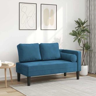 vidaXL Chaise longue avec coussins bleu velours Vidaxl