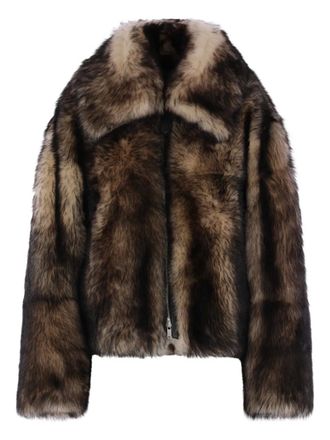 Jil Sander Shearling-Mantel mit Rei&szlig;verschluss - Braun