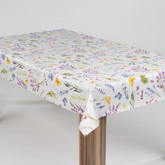 Laro Wachstuch-Tischdecke Abwaschbar Garten-Tischdecke Wachstischdecke PVC Plastik-Tischdecken Eckig Meterware Wasserabweisend Abwischbar, Muster:Blumenflü