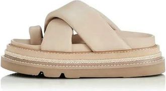 Generic ZBDZSW Pantoufles en cuir souple pour femme avec bretelles crois&eacute;es et &eacute;l&eacute;gantes avec plateforme, kaki, 8.5 UK