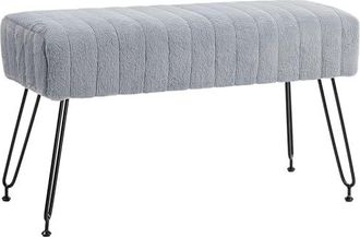 HOMCOM Schuhbank mit Sitzfläche, Sitzbank mit Kunstfell-Optik, Metallbeine, Polsterbank, Garderobenbank für Schlafzimmer, Wohnzimmer, Flur, 82 x 30 x 47 cm, 