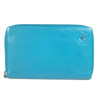 Chanel Portefeuille long vintage doccasion (bi-pli) - Femme - Pre-owned - Bleu - Taille: ONE Size