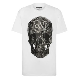 Philipp Plein T-Shirt Rundhals Snake - - Tops - Herren - Wei&szlig; - 5XL