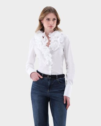 van Laack Bluse mit R&uuml;schen und Stretch
