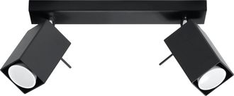 Sollux Lighting Deckenlampe Deckenleuchte Deckenstrahler Stahl - 2 Flammig - LED Lampe Glühbirne - Schwarz Merida