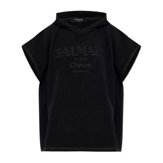 Balmain Femme, Maillots de bain, Noir, Taille: 42/44 FR Poncho en coton