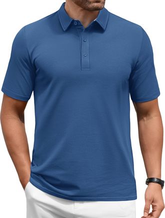 KEFITEVD Polo Shirt Herren Leicht Tshirt Sommer Kurzärmelig Lässig Poloshirt für Golf Freizeit Arbeit Graublau XXL