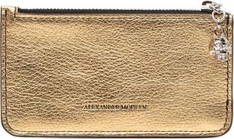Alexander McQueen Alexander McQueen Portemonnaie - Metallic Leather Skull Charm Zip Card Holder - Gr. unisize - in Gold - f&uuml;r Damen