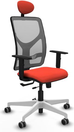 Piqueras y Crespo B&uuml;rostuhl aus Stoff, h&ouml;henverstellbar, mit Rollen und 1D-Armlehnen, h&ouml;henverstellbare Lendenwirbelst&uuml;tze und festes Kopfteil, Grau/Dunkelorange