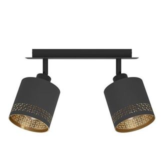 Eglo Deckenlampe Esteperra, 2 flammige Deckenleuchte Vintage, Retro, Deckenstrahler aus Stahl und Textil, Wohnzimmerlampe in Schwarz, Gold, K&uuml;chenlampe, Sp