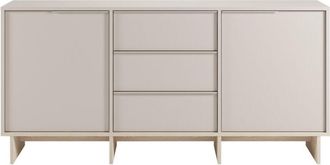 DRAWER Buffet 2 portes 3 tiroirs en bois et m&eacute;tal L176cm - Beige - Harriet