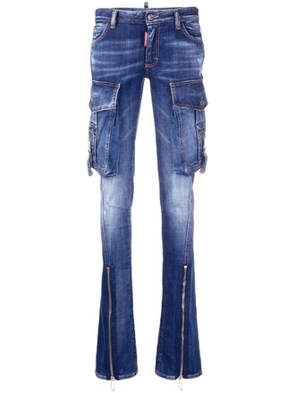 Dsquared2 jean &eacute;vas&eacute; &agrave; poches cargo - Bleu