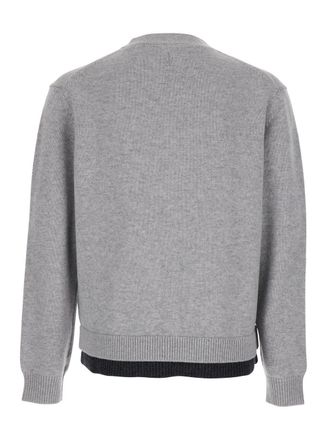 J.W.Anderson Mens Grey V-Neck Cardigan With Layered Design Fabric Tops Top