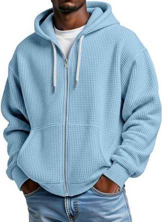 Generic Sweat a Capuche Homme Hooded Sweatshirt Sweats &agrave; Capuche Tricot&eacute; Zipp&eacute; pour Le Confort Automnal et Hivernal avec Poches Frontales