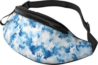 Generic Multifunktionale H&uuml;fttaschen Blau-Wei&szlig;es Tarnmuster Taillentasche H&uuml;fttaschen Bauchtasche F&uuml;r Herren Outdoor Reisen 14X35Cm