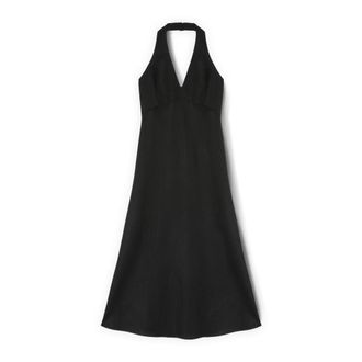 Motivi Femme, Robes, Noir, Taille: 42 FR Robe longue trap&egrave;ze en m&eacute;lange de lin