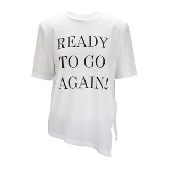 Elisabetta Franchi Asymmetrisches Baumwoll-T-Shirt mit Gepolsterten Schultern - - Tops - Damen - Wei&szlig; - S