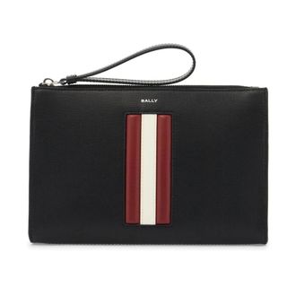 Bally Femme, Sacs, Noir, Taille: ONE Size Cuir Saffiano Ruban Incrustation Fermeture &Eacute;clair Pochette
