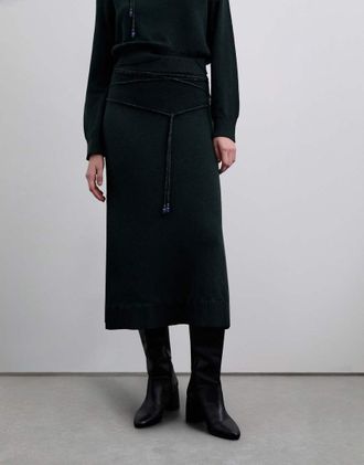 Scalpers Strickrock in Dunkelgr&uuml;n mit Kordeldetail