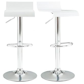 Miliboo Miliboo - Design-Barhocker wei&szlig;es Holz und verchromtes Metall (2er-Set) surf V2