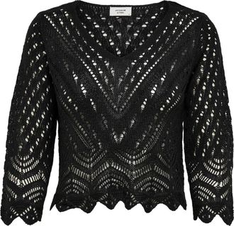 Jacqueline de Yong JdY Damen Jdynew Sun 3/4 Cropped KNT Noos Strickpullover, Schwarz, XS EU