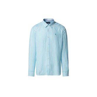 North Sails Homme, Chemises, Bleu, Taille: L Chemise &agrave; Manches Longues Ray&eacute;e en Lin