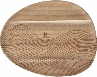 R&auml;der Tablett Fernweh aus Akazienholz - Deko-Tablett mit Lasergravur