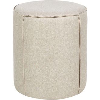 Beliani Beliani - Poufs en Lin Beige Contreplaqu&eacute; et Bois dH&eacute;v&eacute;a Repose-Pieds Glamour Assise Suppl&eacute;mentaire Sedona