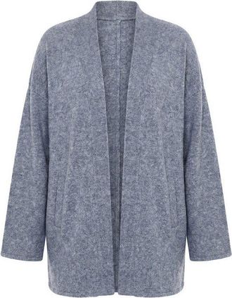 Ulla Popken Strickjacke Kimono-Strickjacke Schalkragen ohne Verschluss
