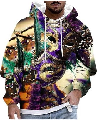 Generic Costume de carnaval &agrave; capuche pour homme avec impression amusante et tendance - Sweat-shirt &agrave; capuche - Coupe droite - Coupe ample - Confortable - Man