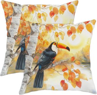 Generic Fall-Tukan Sofakissenbezug Weich Kissenh&uuml;lle Atmungsaktiv Kissenh&uuml;llen F&uuml;r Heimdekoration Hotel Bett 45X45Cm 2Er Set