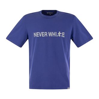 Premiata Hot-Dyed Baumwoll-T-Shirt mit Siebdruck - - Tops - Herren - Blau - S