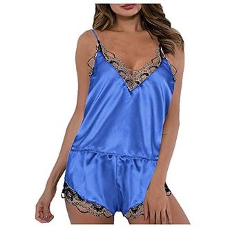 Generic Noeuds Lingerie Femmes Camisole Sous-v&ecirc;tements Ensemble Charmant Chemise de Nuit Yoga Ensemble Femmes, bleu, XXL
